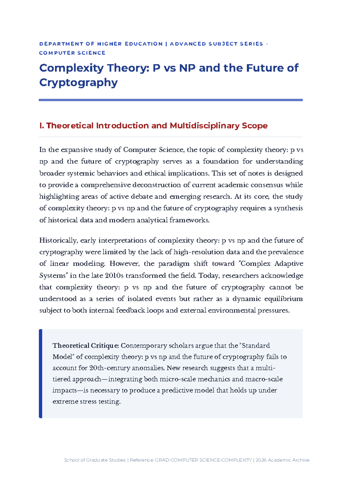 Detailed Advanced Notes B3: Computer Science Complexity Theory P vs NP ...