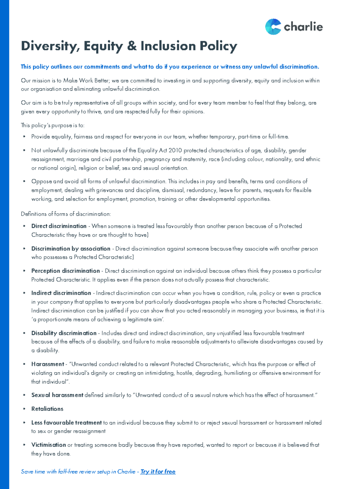 Diversity & Inclusion Policy Overview: Commitment to Equity - Studocu