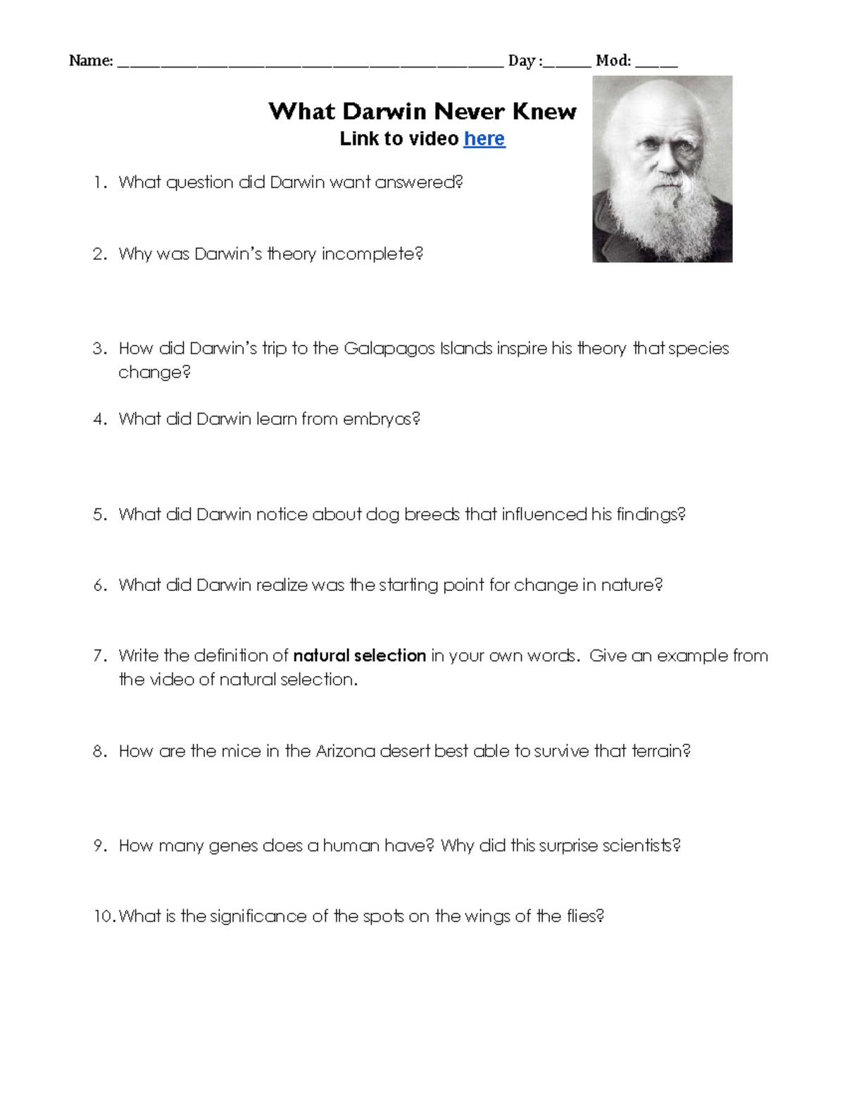 Brown 2026: What Darwin Never Knew Video Guide & Questions - Studocu
