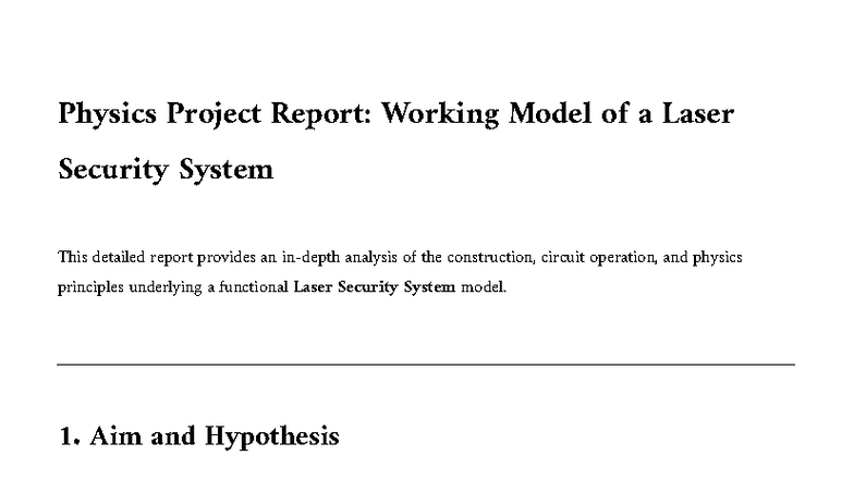 Physics Project Report: Laser Security System Model Analysis - Studocu
