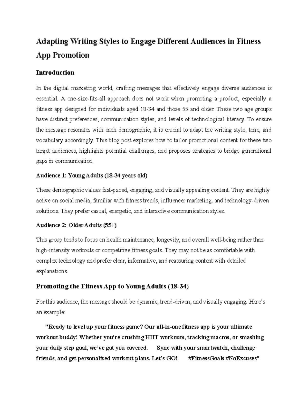 Assignment Activity U7 - Adapting Writing Styles to Engage Different ...