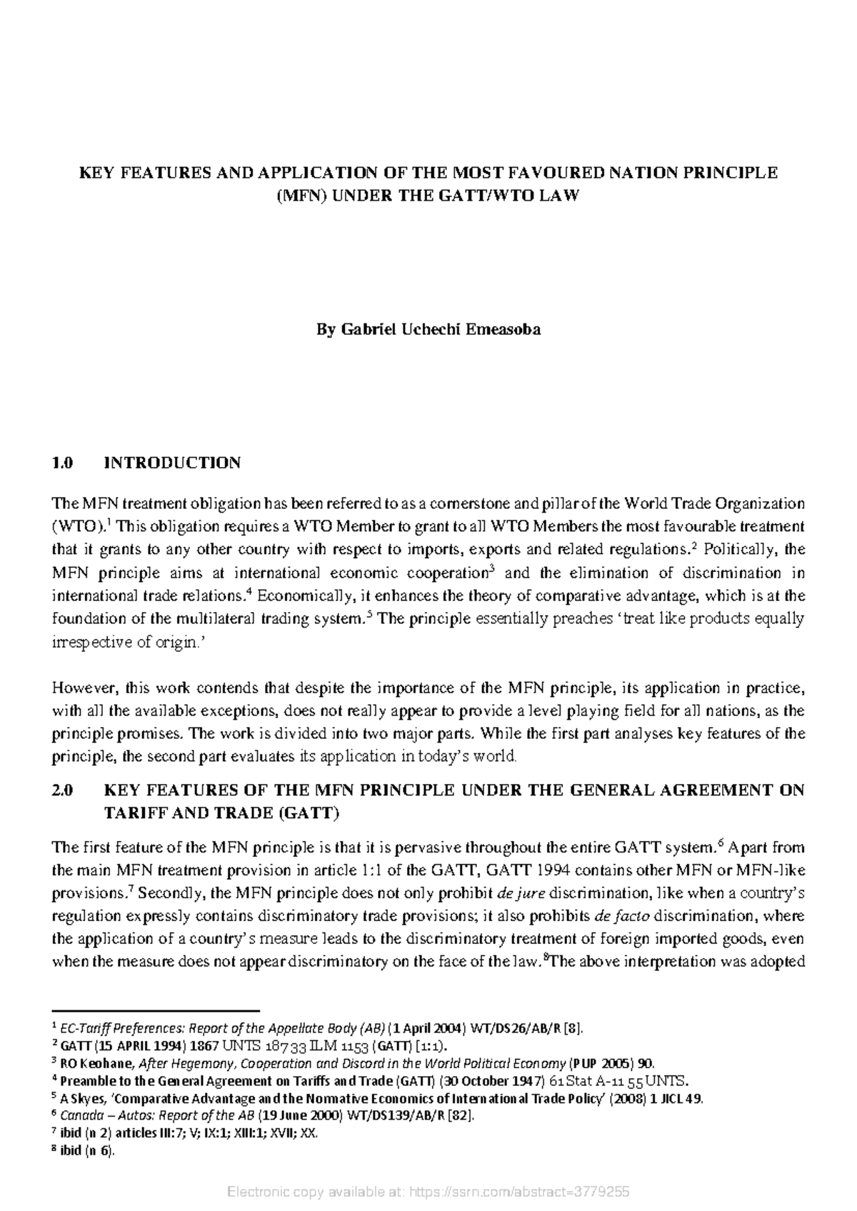 MFN VLE - Analysis of the Most Favoured Nation Principle Under GATT/WTO ...