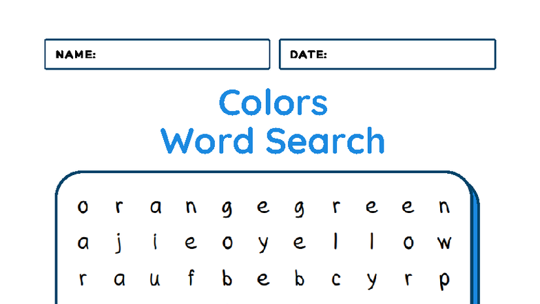 Colors-Worksheet- wordsearch - self complacement - N A M E : D A T E ...