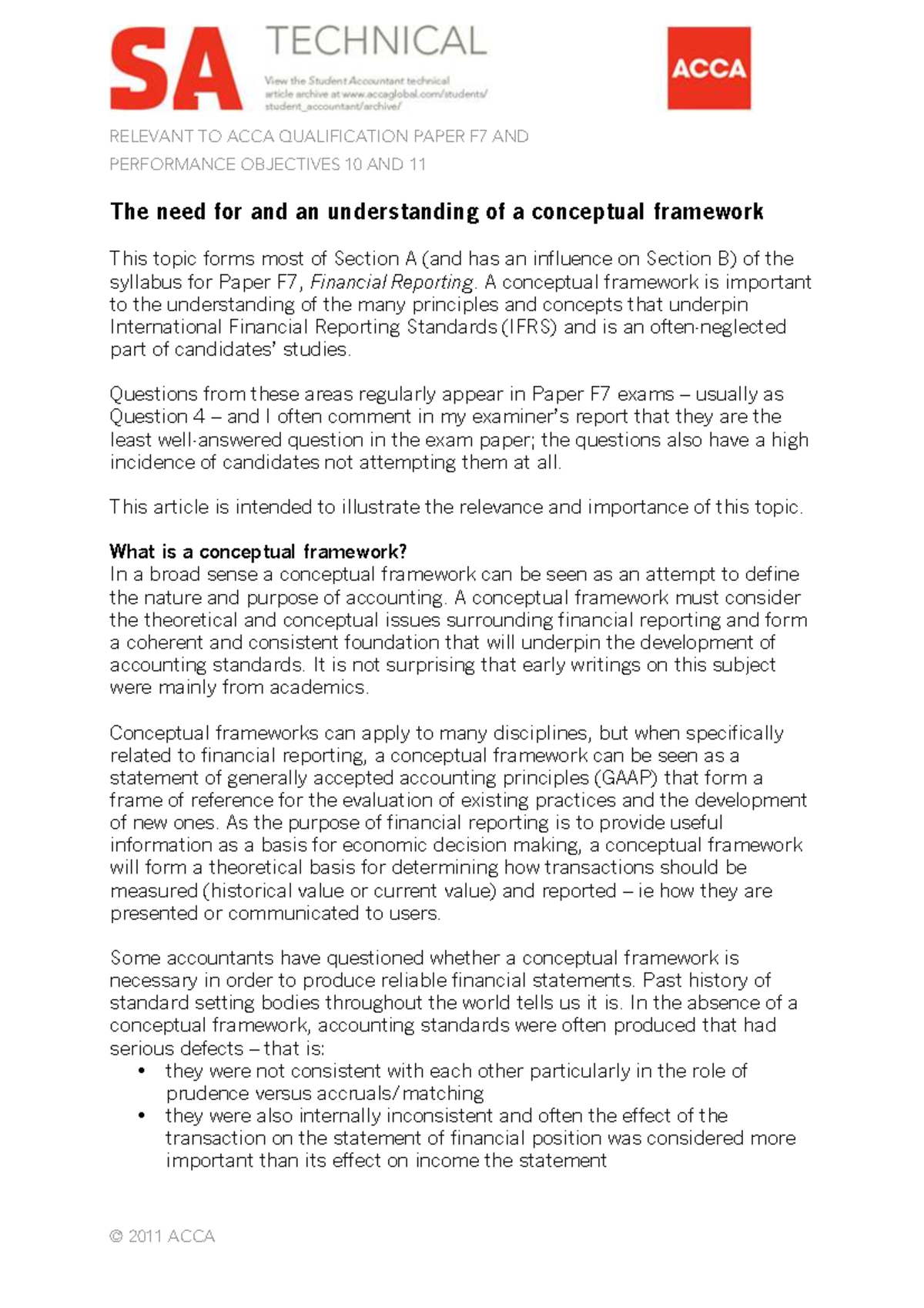 Understanding the Conceptual Framework for ACCA F7: Key Insights and ...