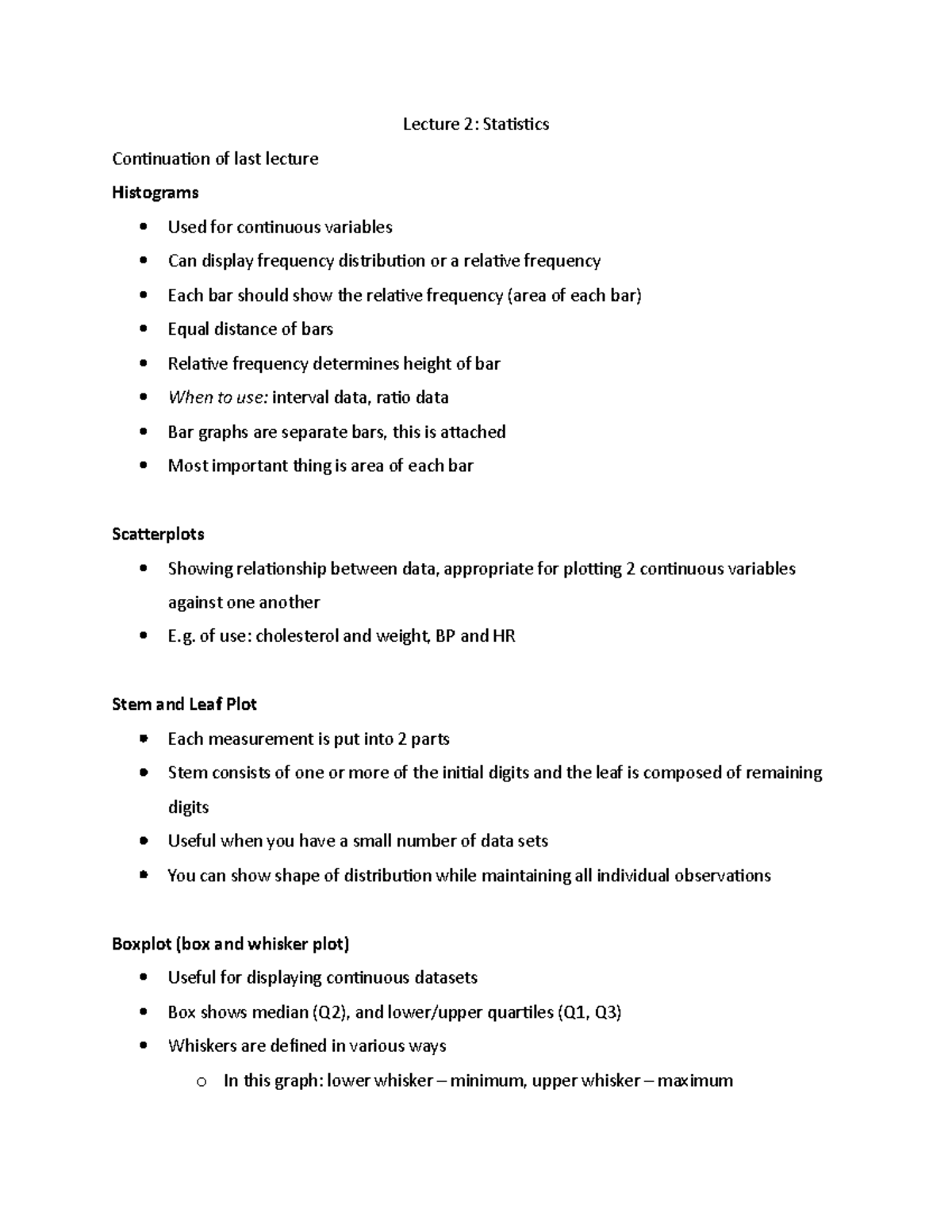 Lecture 2 stats - Lecture 2: Statistics Continuation of last lecture ...