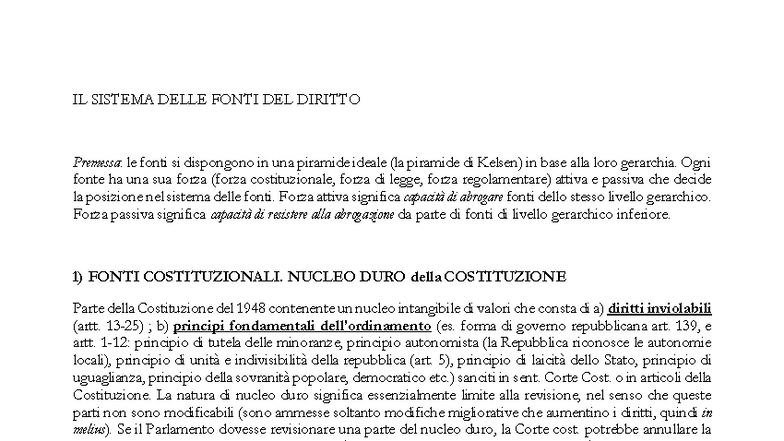 IL SISTEMA DELLE FONTI DEL DIRITTO: Analisi e Gerarchia - Studocu