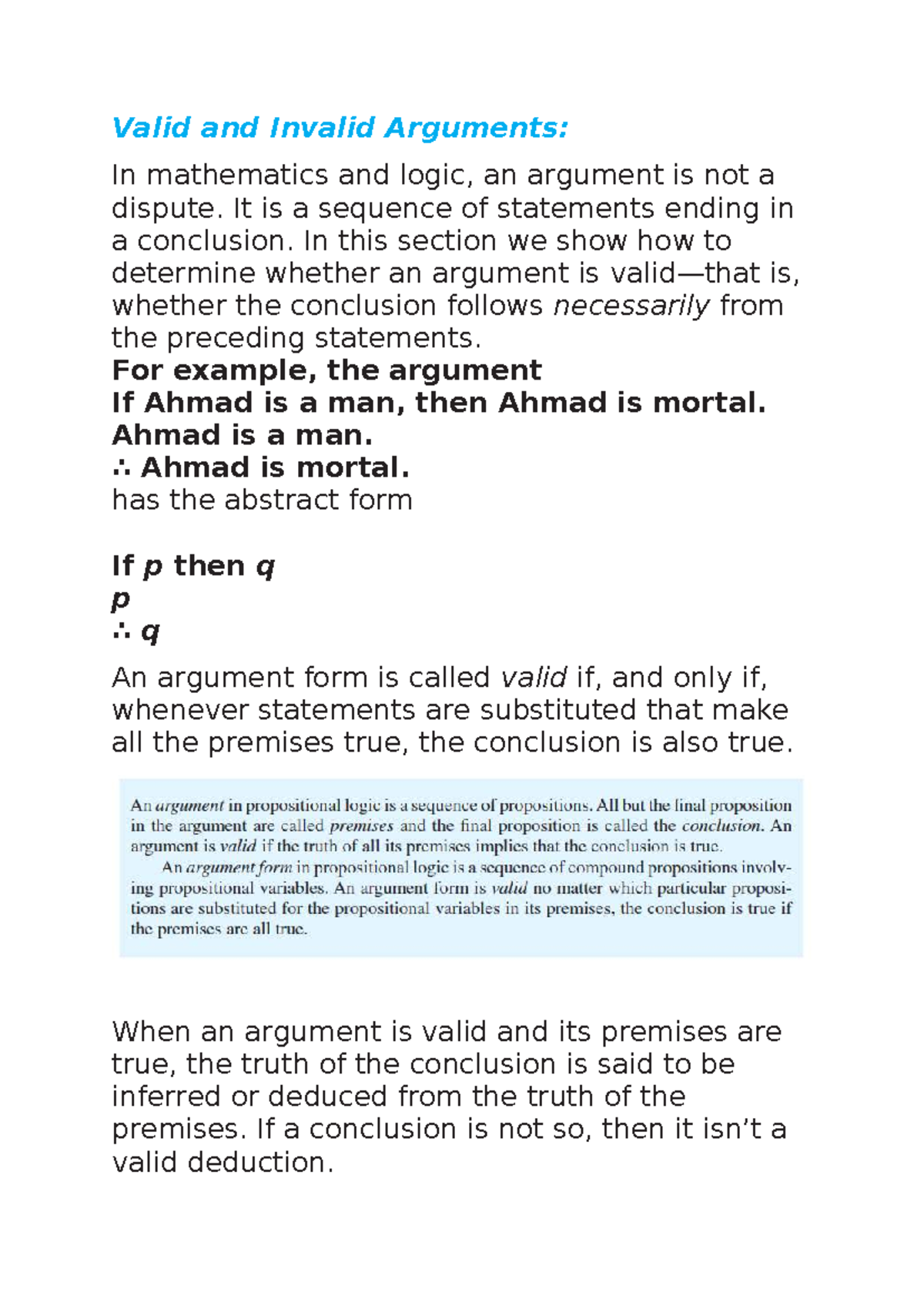 Discrete Math Lecture 3: Valid & Invalid Arguments Explained - Studocu