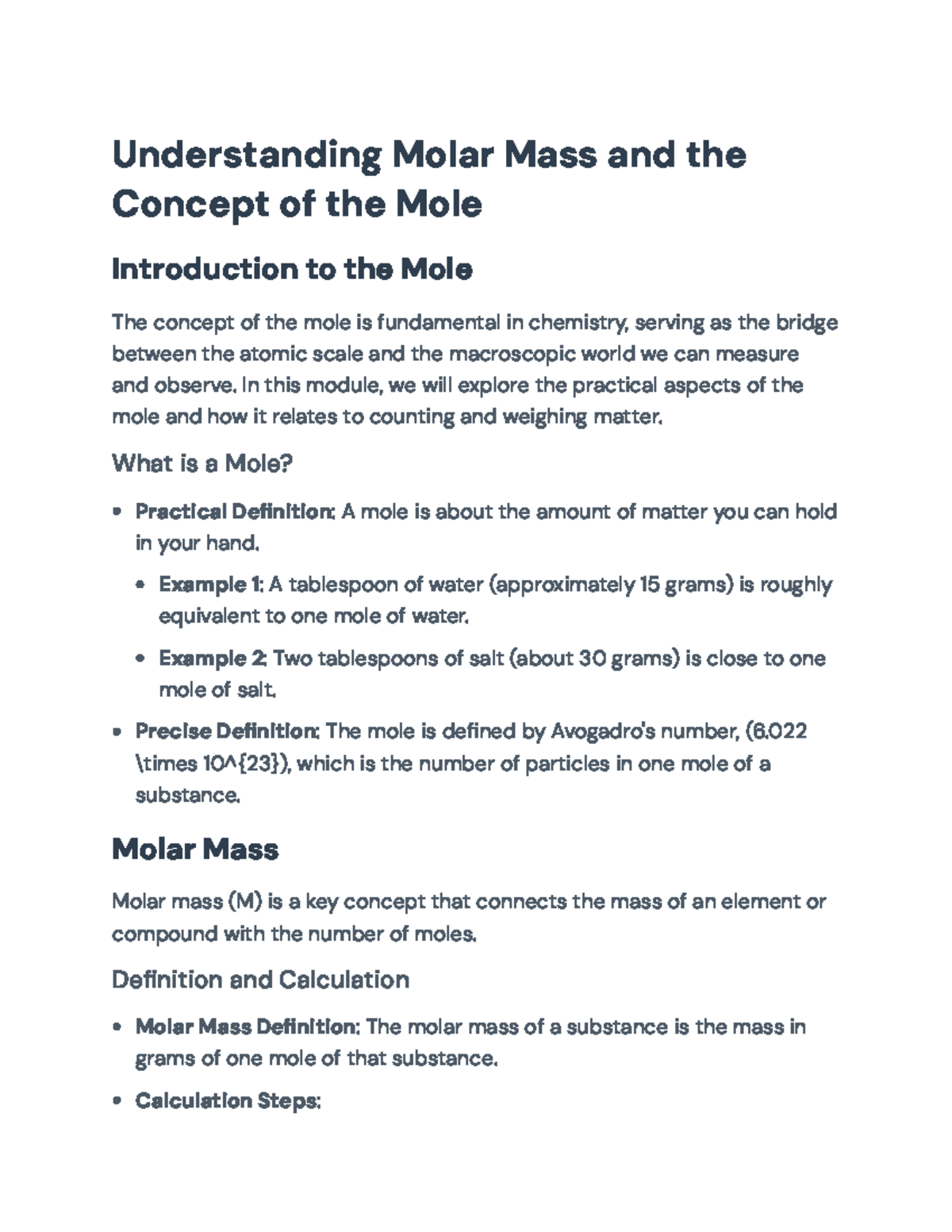 Understanding Molar Mass and the Mole: Chemistry Fundamentals ...