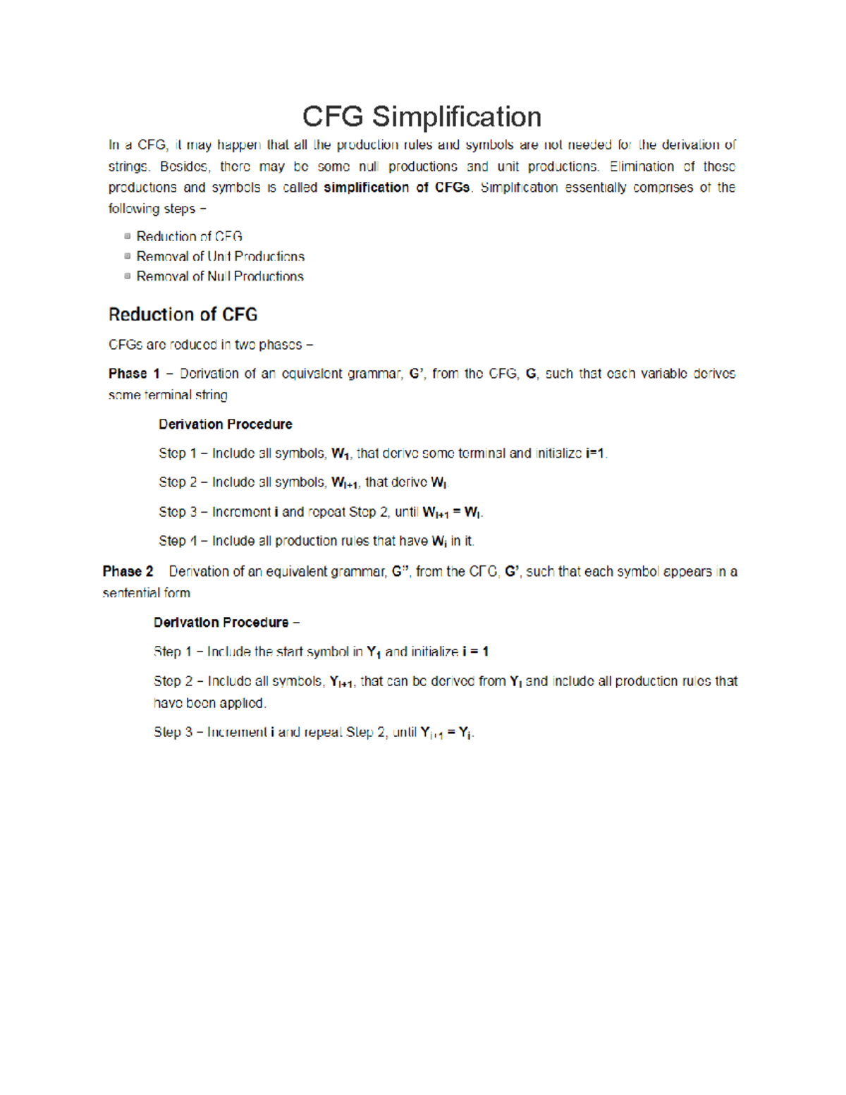 CFG Simplification - Theory of computation - Studocu