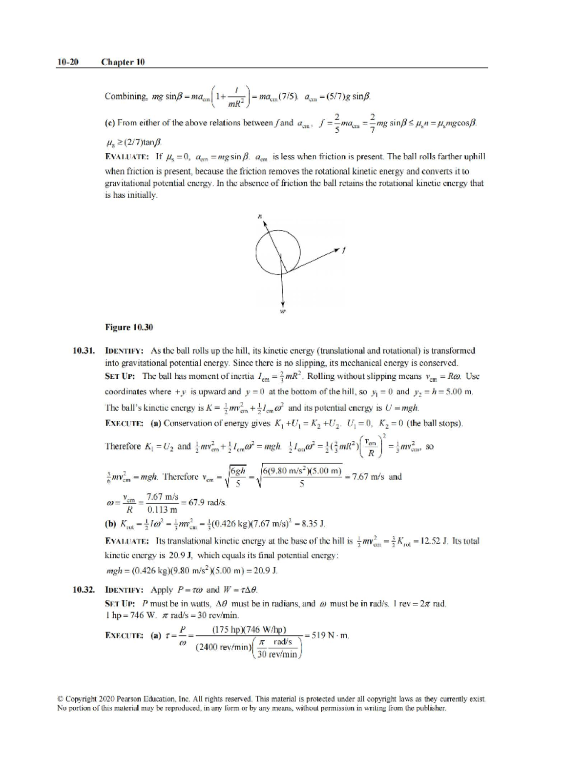 University Physics (PHYS 101) Chapter 10: Energy Conservation in Rolling Motion - Studocu