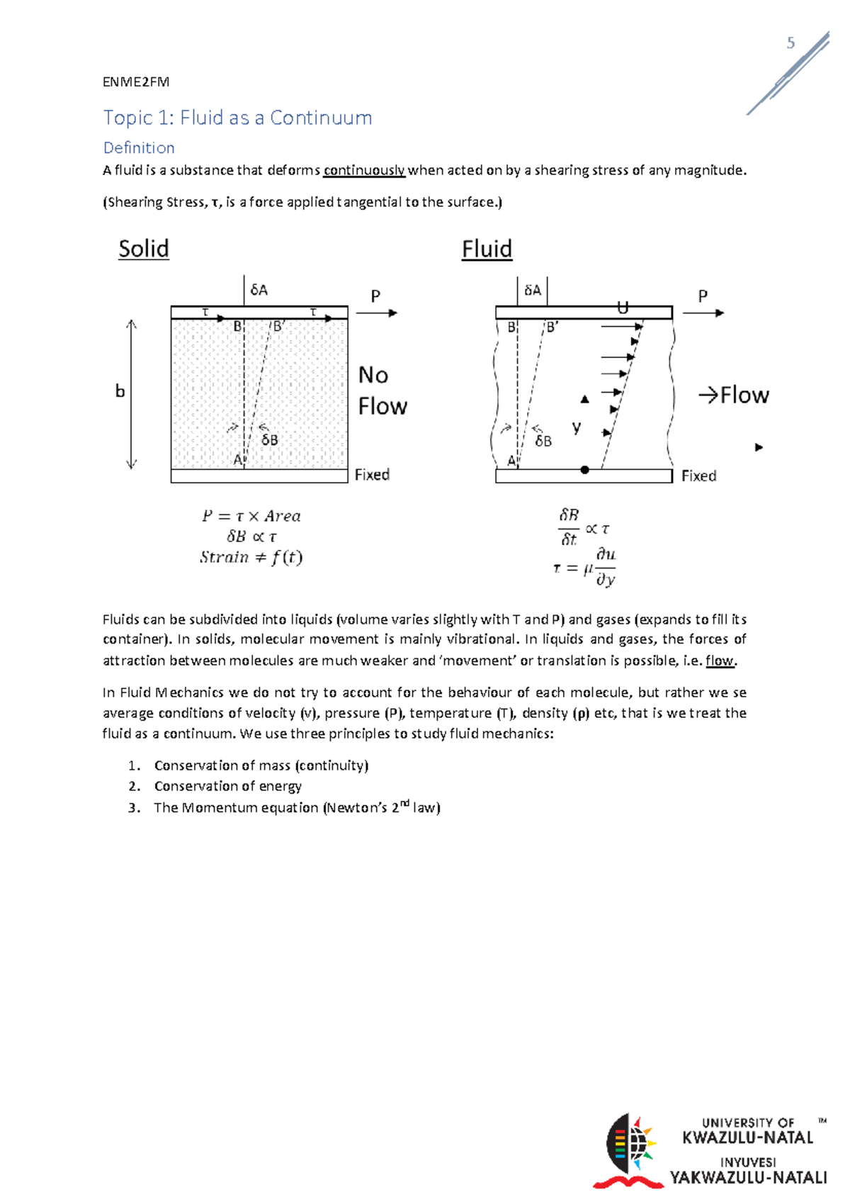 Topic 1 - cool - ENME2FM Topic 1: Fluid as a Continuum Definition A ...