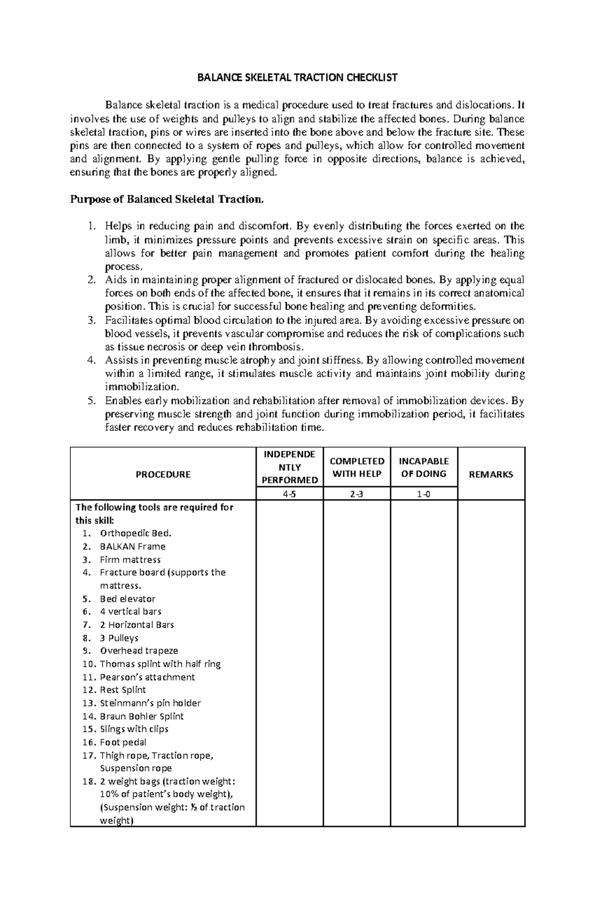 BST-Checklist - Balance Skeletal Traction - BALANCE SKELETAL TRACTION ...