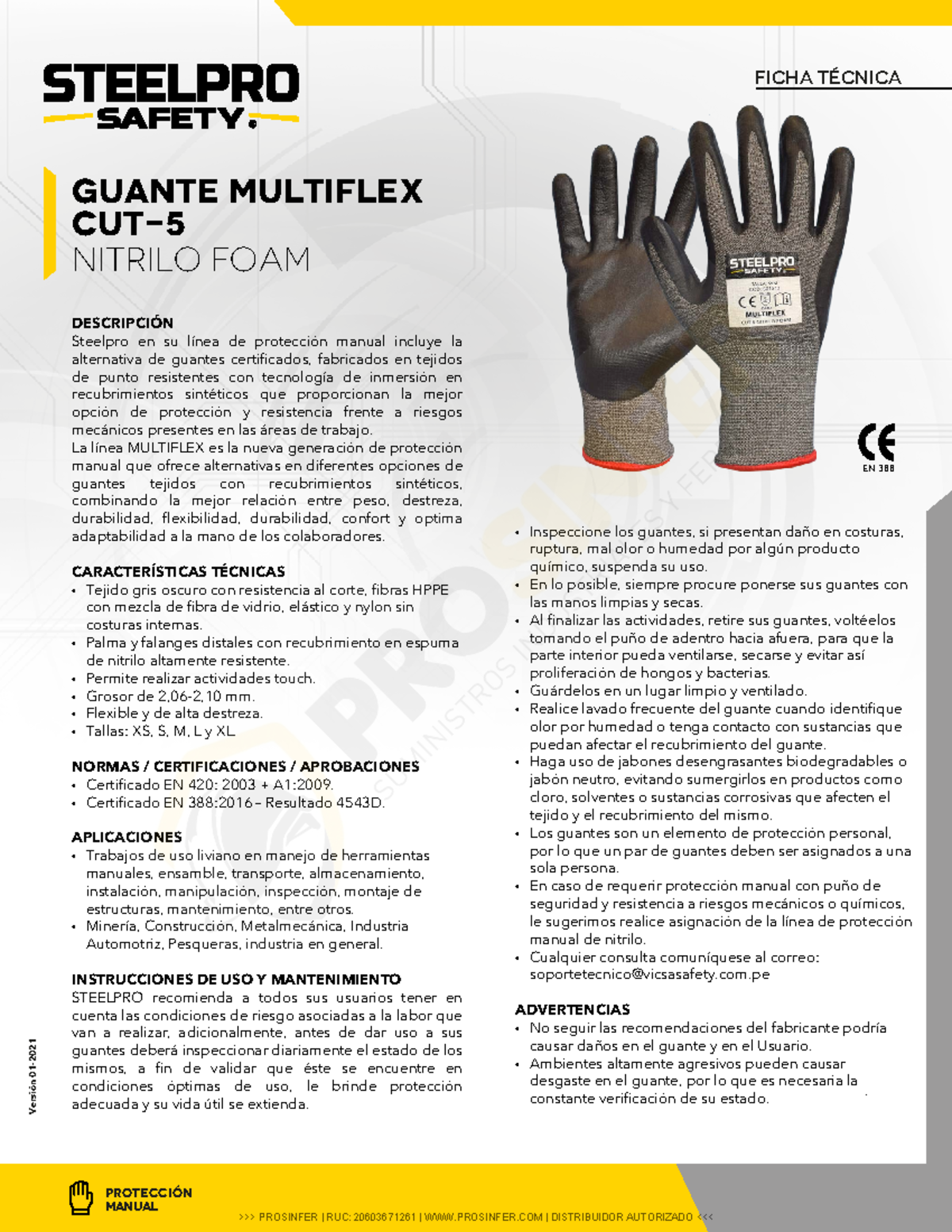 Ficha Técnica del Guante Multiflex Cut 5 Nitrilo Foam - Steelpro - Studocu