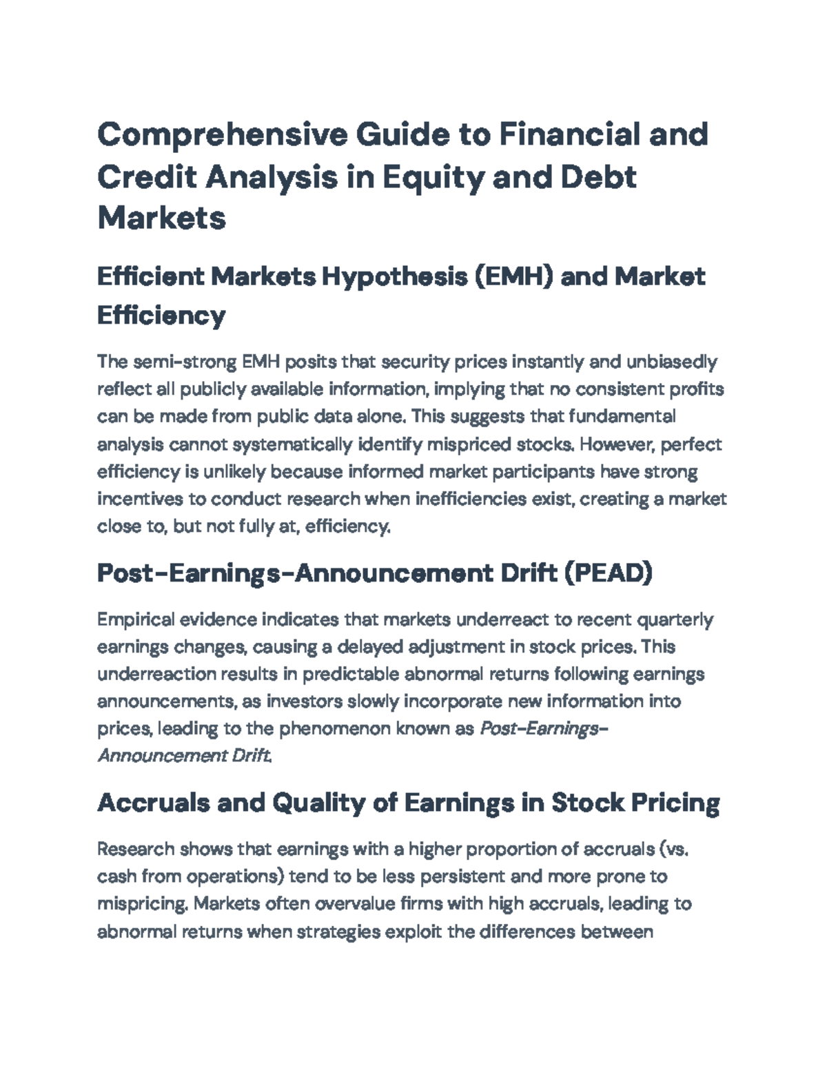 Comprehensive Financial Analysis and Valuation Techniques ...