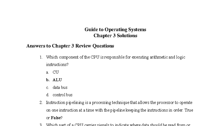 Operating Systems (CS101) Chapter 3 Review Qs & Solutions - Studocu