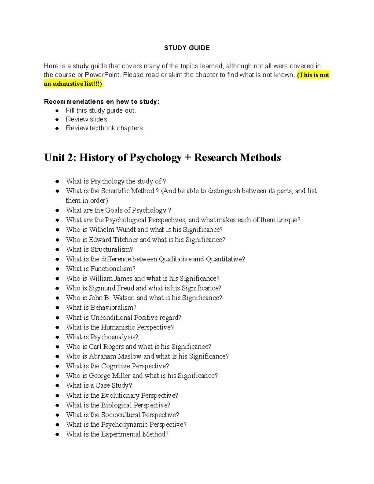 Psychology Study Guide: Units 2-4 Overview - Studocu