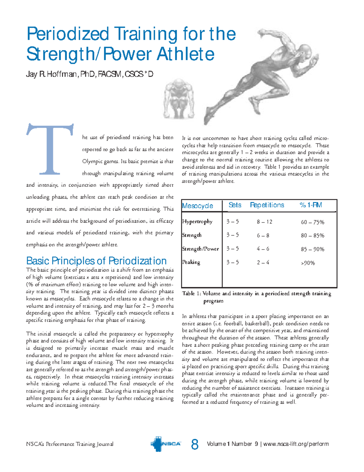 Periodized training for the strength and power athlete - NSCA’s ...