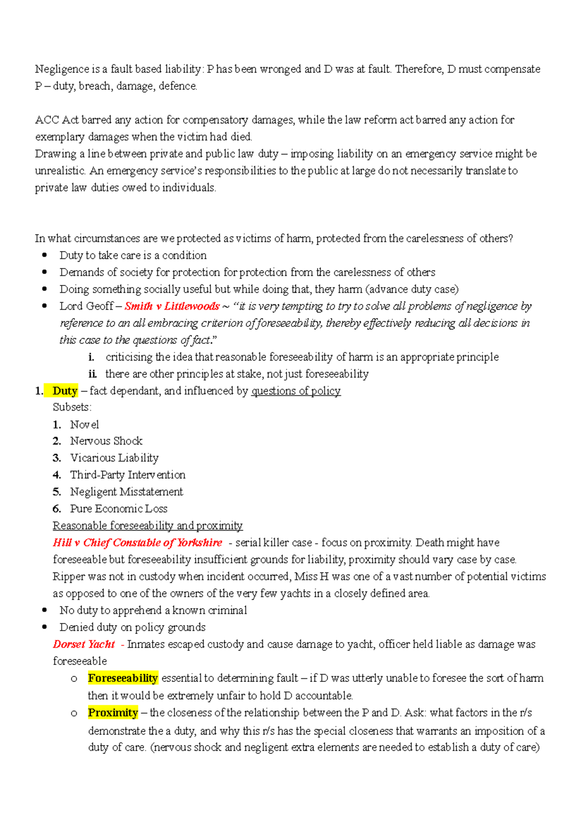 Torts Cheat Sheet - test 1 prep - Negligence is a fault based liability ...