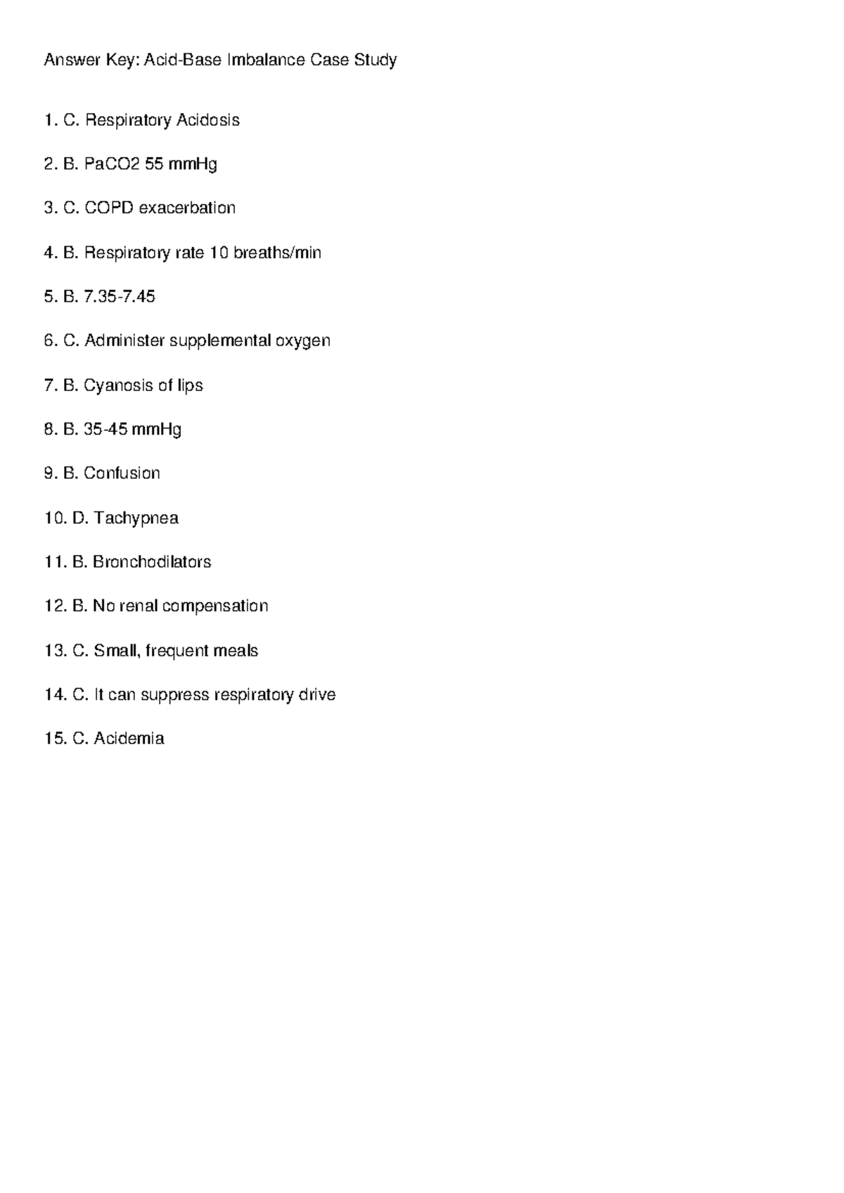242 acid base case study answer key - Nur 265 - Answer Key: Acid-Base ...