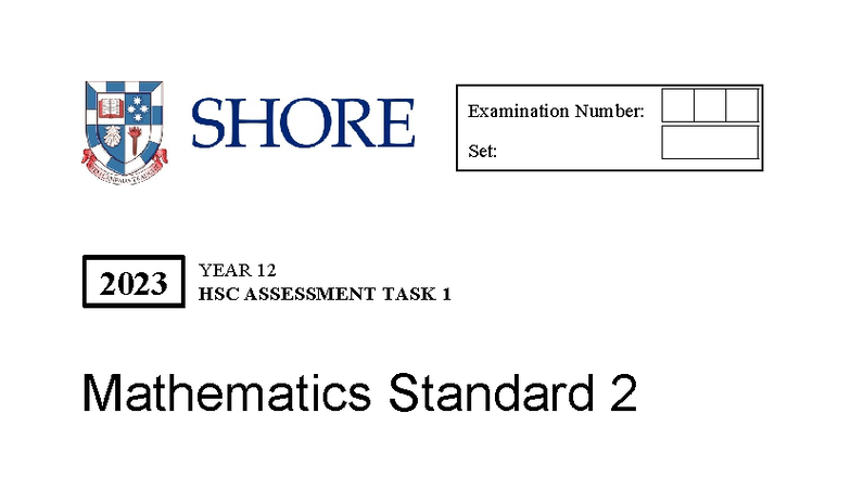 Year 12 HSC Mathematics Standard 2 Assessment Task 1 (2023) - Studocu
