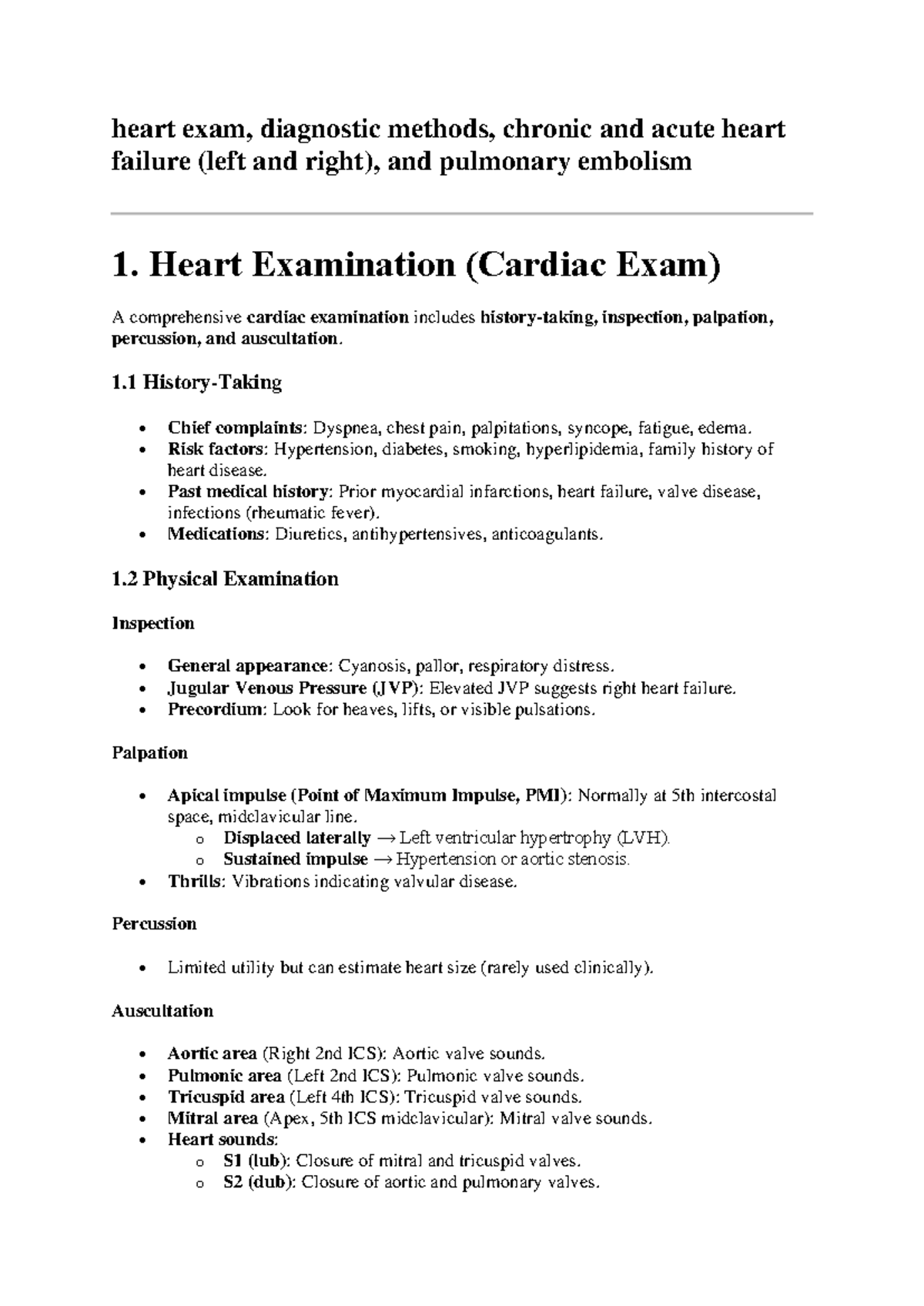 heart exam, diagnostic methods, chronic and acute heart failure (left ...