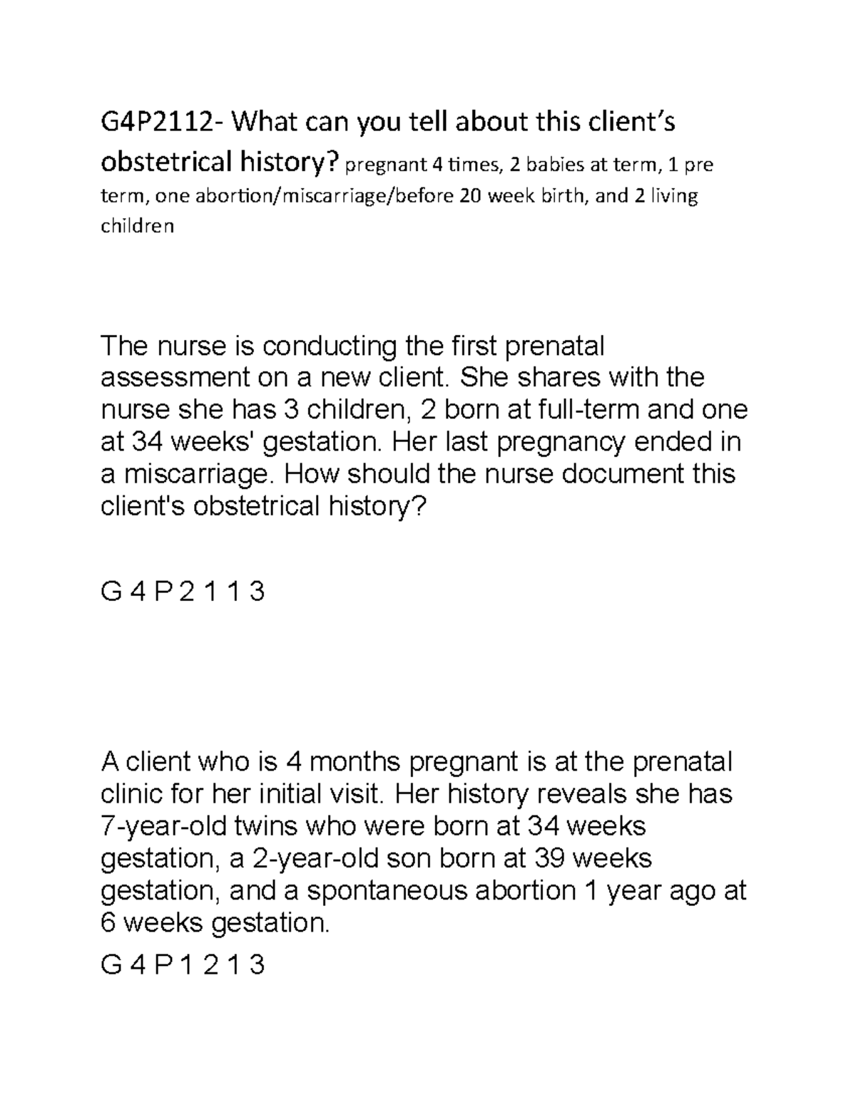 G4P2112 Week 2 Review Quiz: Prenatal Assessment Q&A - Studocu