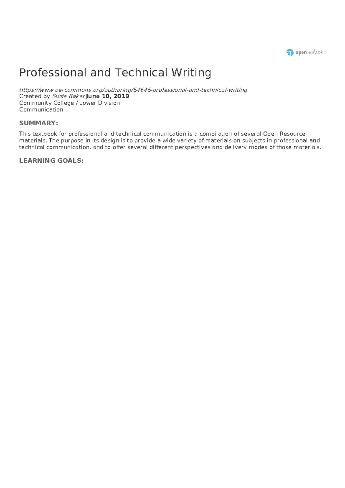 Professional and Technical Writing - Professional and Technical Writing ...