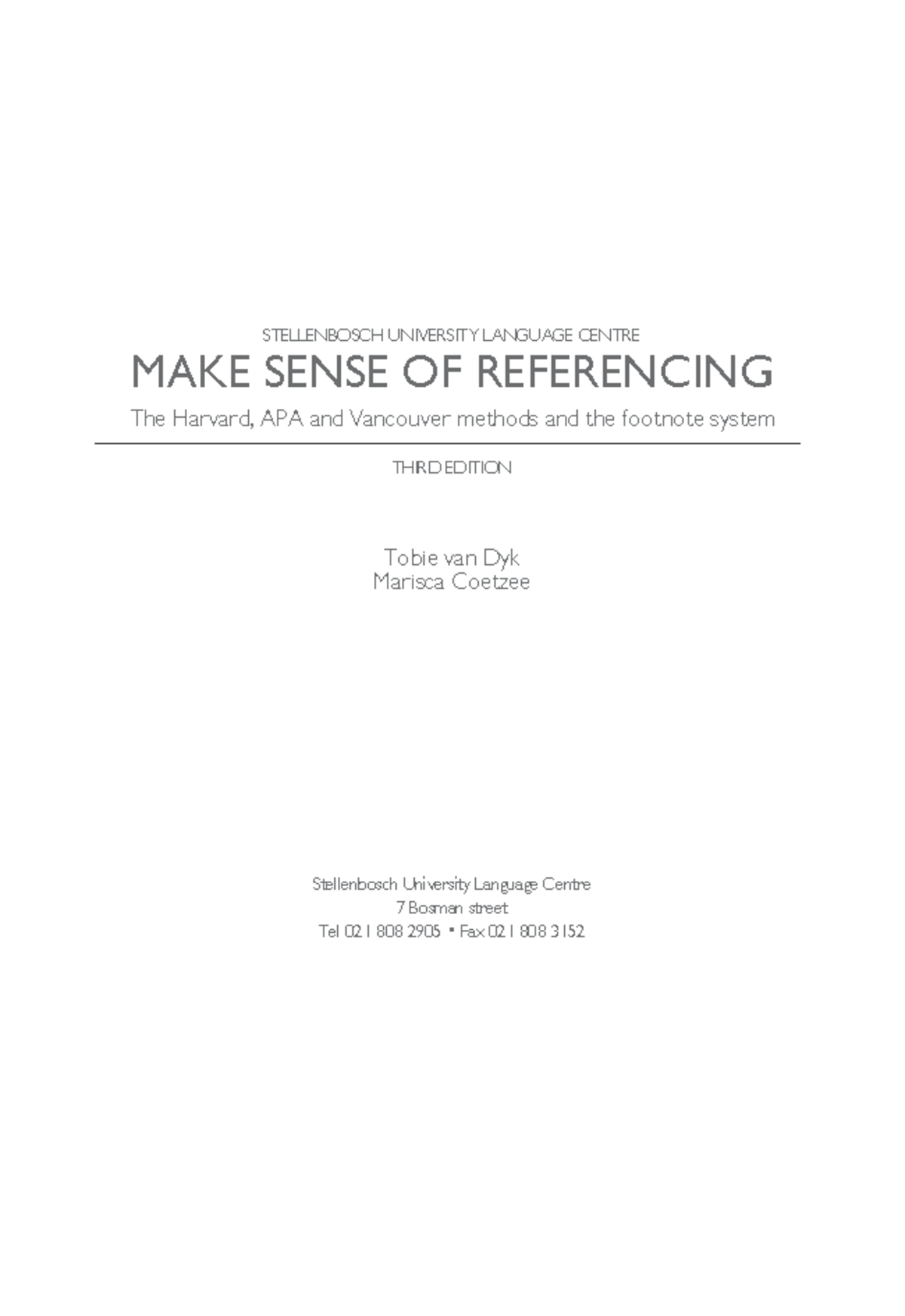 SU Styles of Referencing: Harvard, APA, Vancouver Methods - Studocu