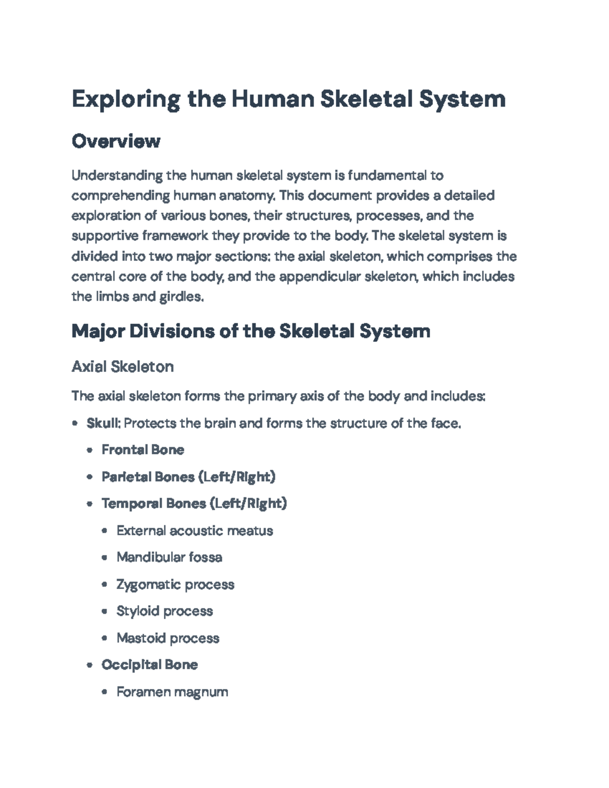 Exploring the Human Skeletal System: Anatomy and Structure Overview ...