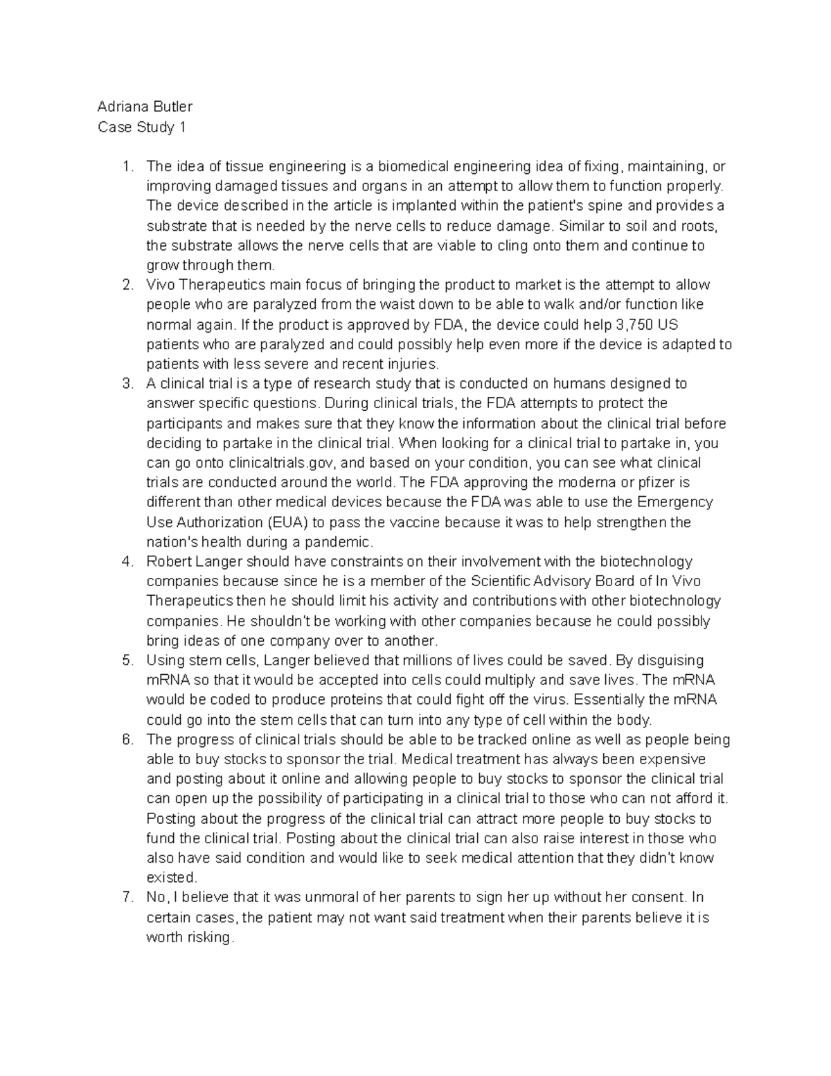 Case Study 1 - VanBuskirk - Adriana Butler Case Study 1 The idea of ...