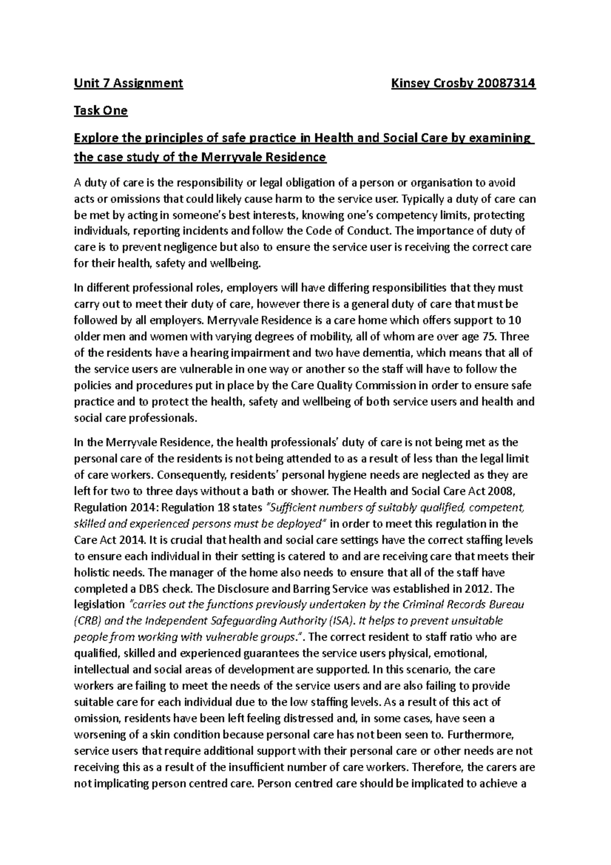 BTEC Level 3 Health and Social Care - Unit 10: Sociological Perspectives Assignment - Unit 10 ...