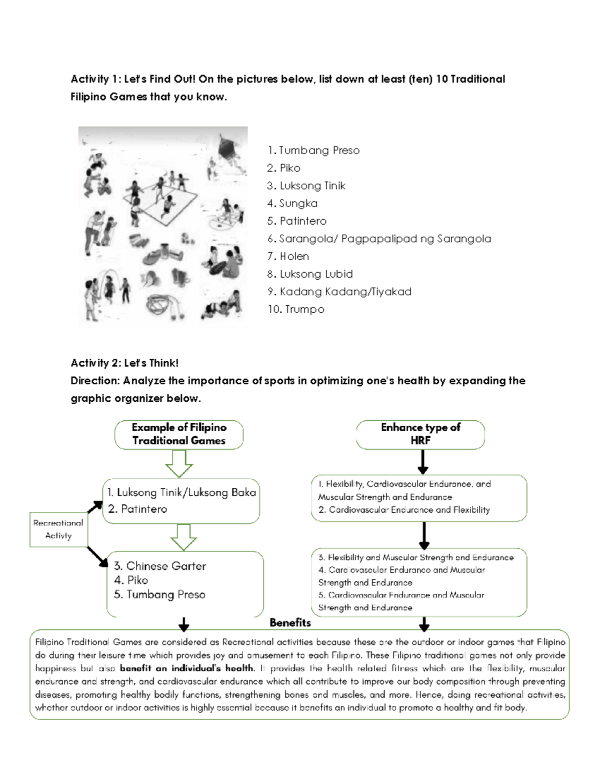 PE Activity: Exploring Filipino Traditional Games and Health Benefits ...