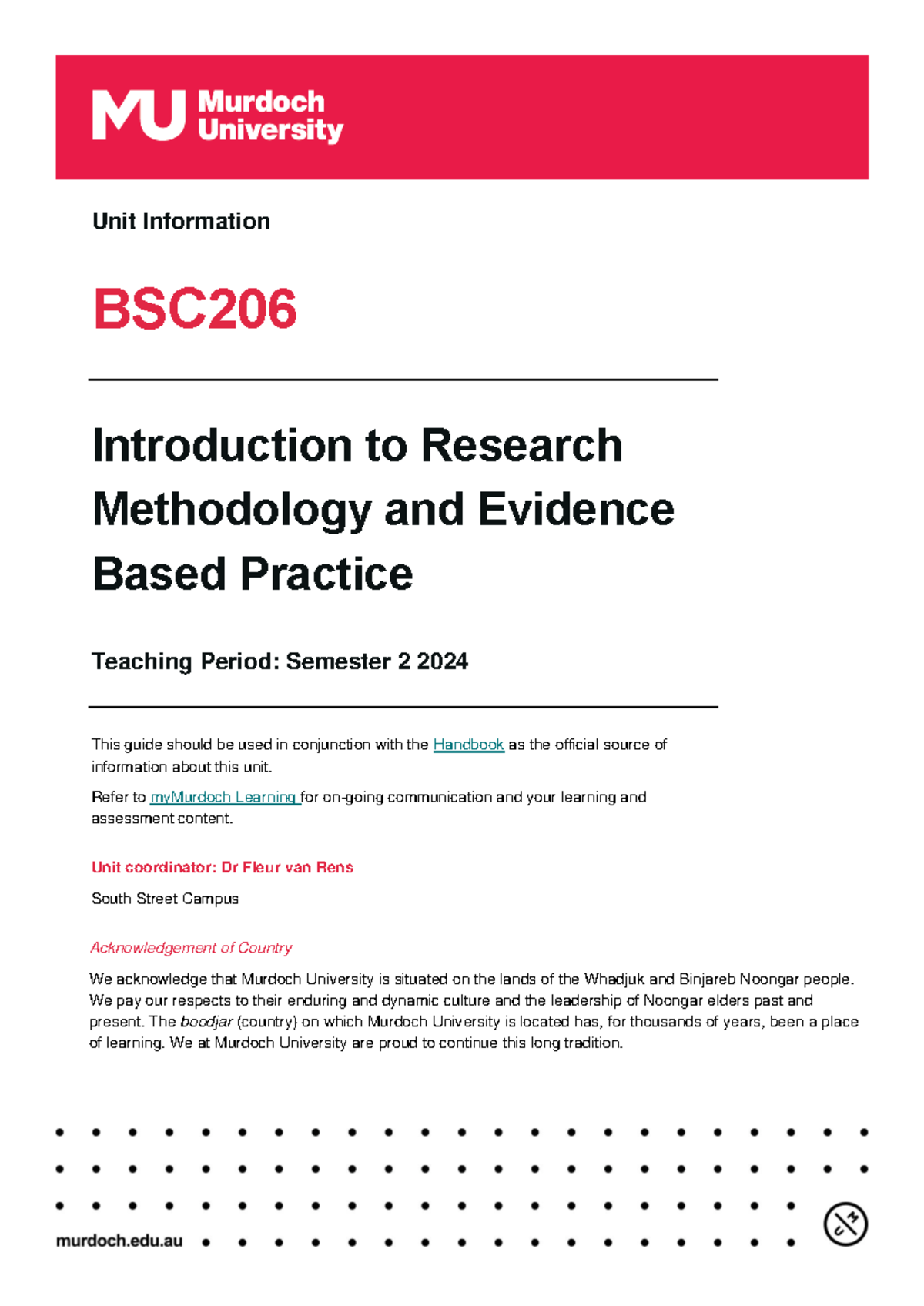 BSC206 Unit Guide: Research Methodology & Evidence-Based Practice 2024 ...