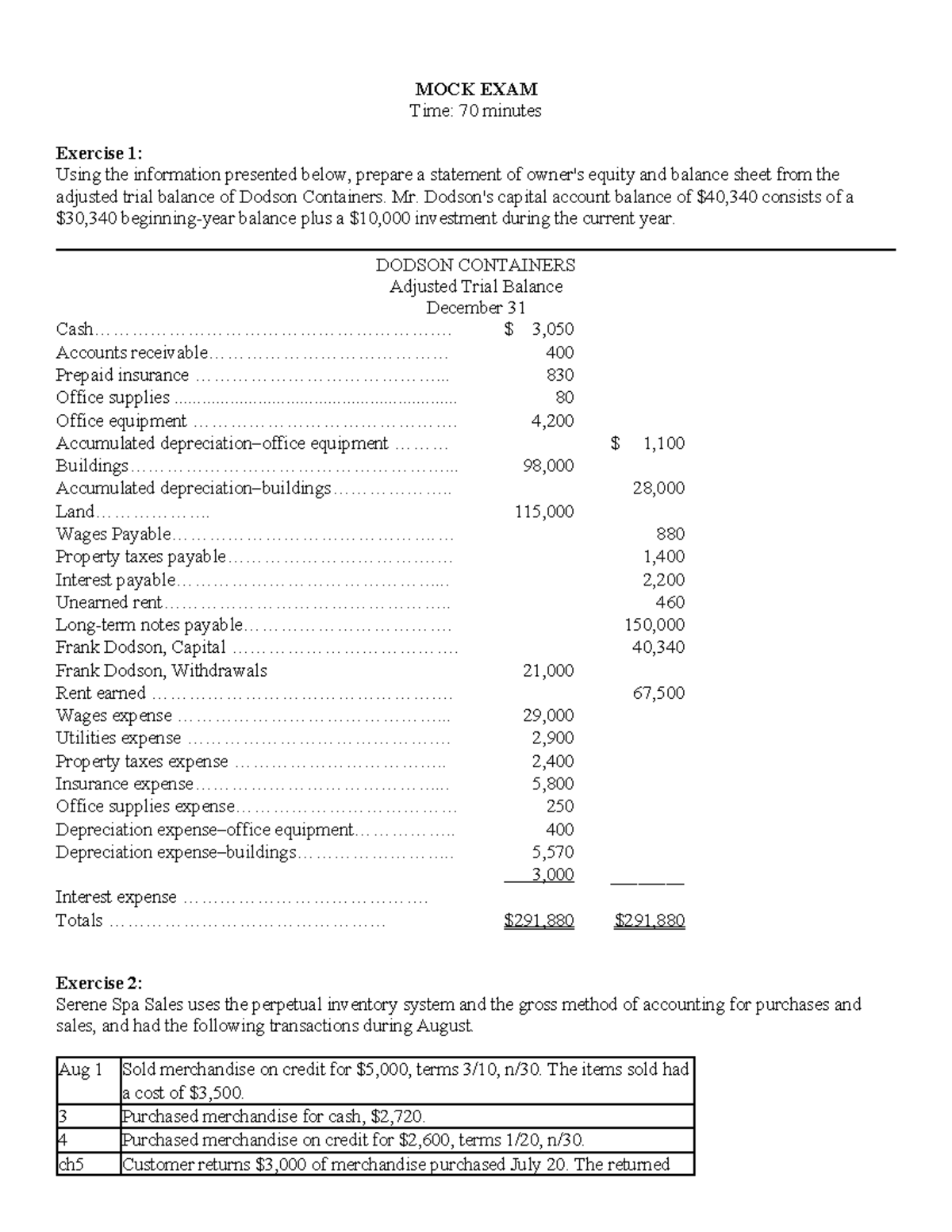 Mock Exam 24 - Final Exam Review for Accounting Course - Studocu