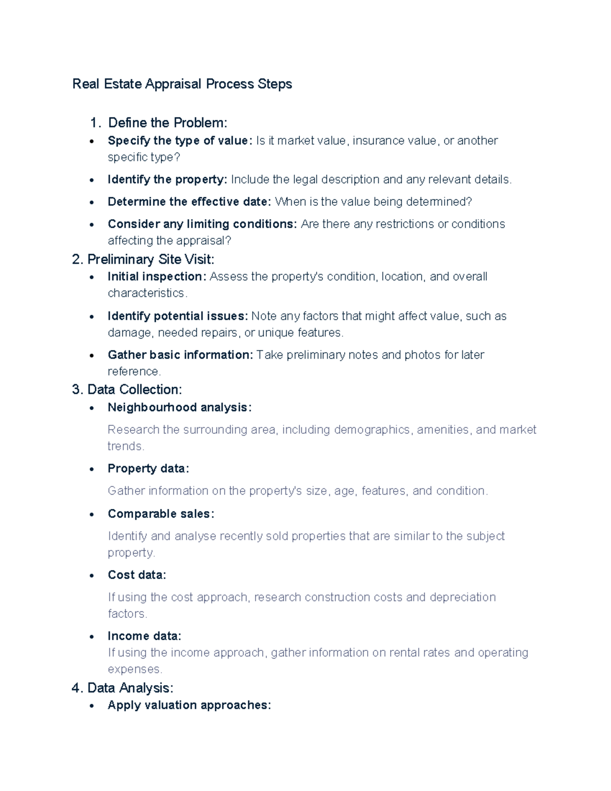 Real Estate Appraisal Process: Key Steps and Considerations - Studocu