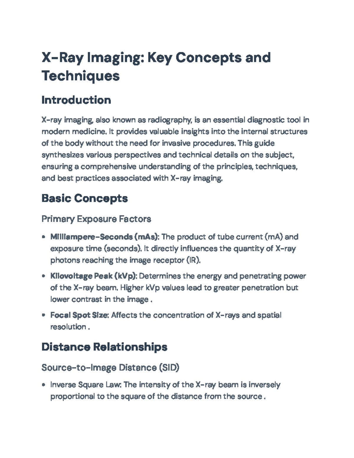 X-Ray Imaging: Concepts and Techniques Overview for Radiography Exam ...