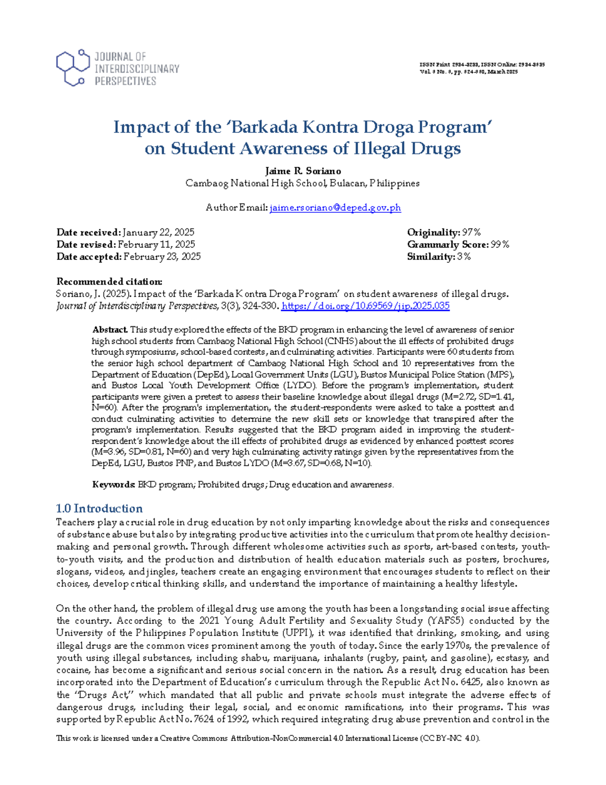 Impact of the BKD Program on Student Awareness of Illegal Drugs - Studocu