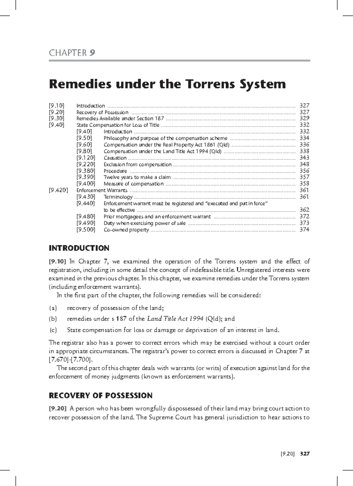 CHAPTER 9: Remedies under the Torrens System (Land Title Act 1994 Qld ...