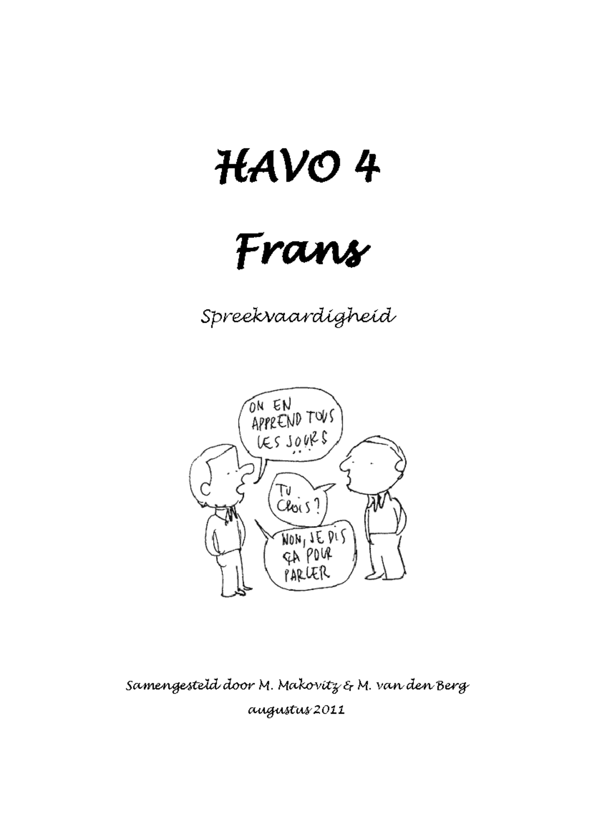 BB H4 Frans Spreekbundel: Basiszinnen en Hoofdstukken voor HAVO 4 ...