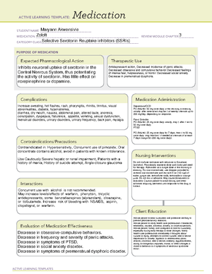 Vancomycin - ACTIVE LEARNING TEMPLATES Medication STUDENT NAME
