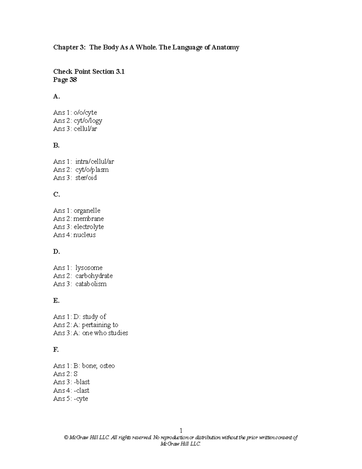 Allan Mlmhc 5e EOC Answer Key for Chapter 03: The Body as a Whole - Studocu