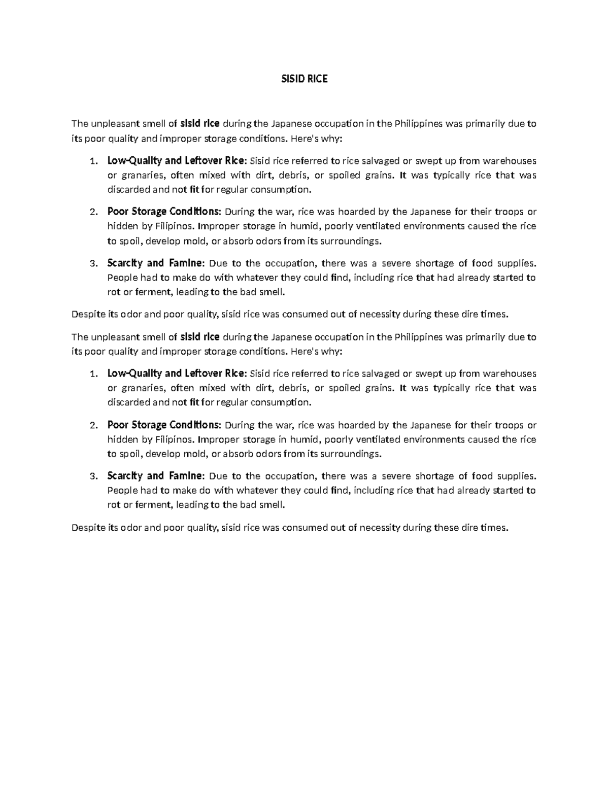 "Sisid Rice Analysis: Quality and Storage Issues During Japanese ...