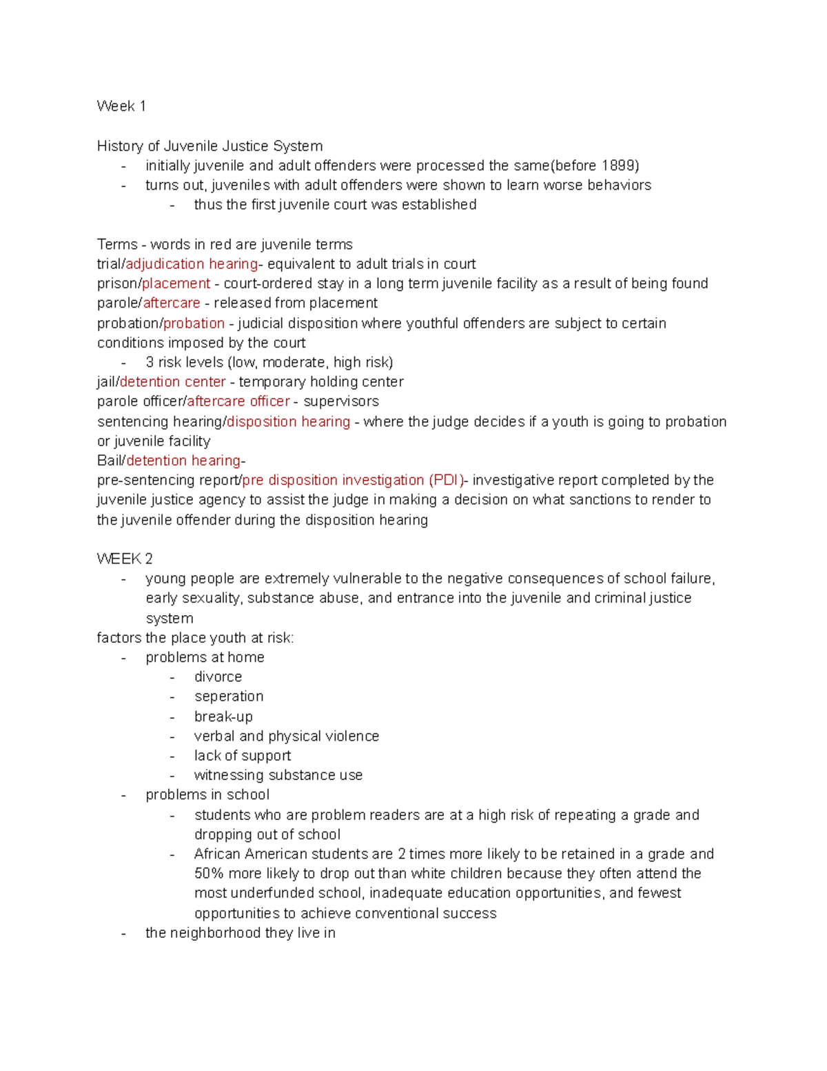 Juvenile Justice System Overview - Test 1 Notes - Studocu