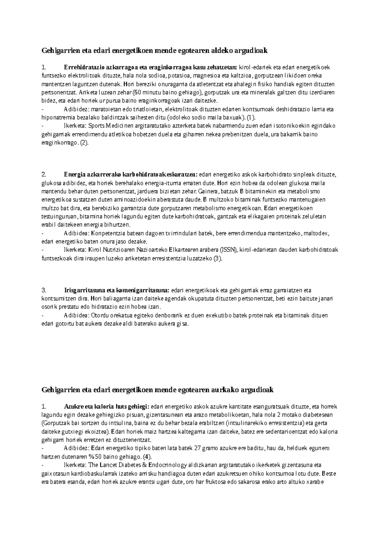 Gehigarrien eta edari energetikoen mende egon beharko genuke? - Studocu