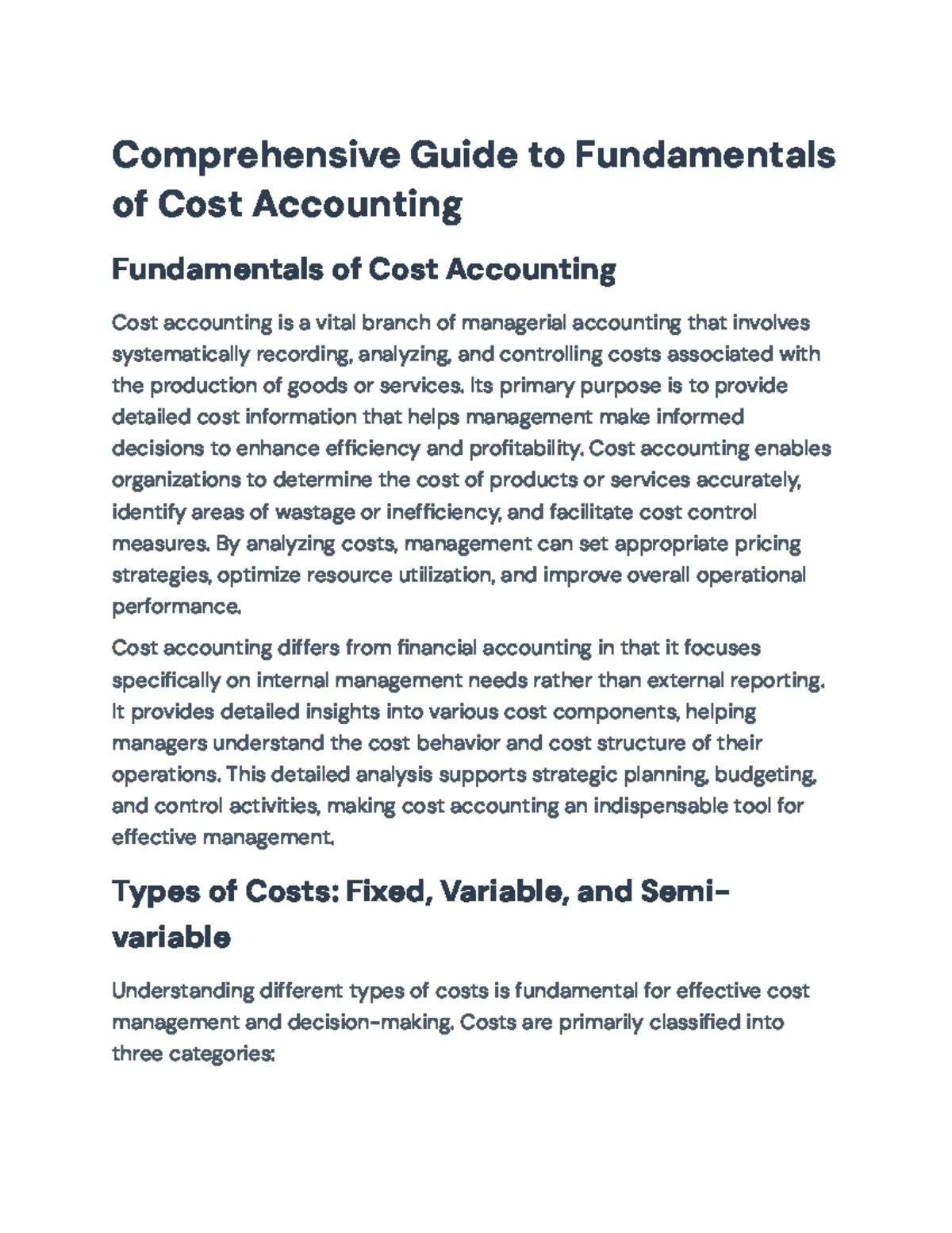Comprehensive Guide to Cost Accounting Fundamentals and Strategies ...