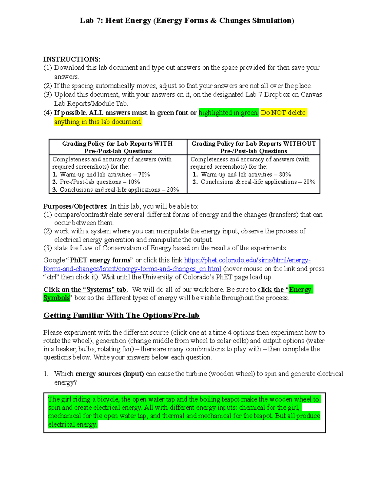 Lab 7 Report on Heat Energy and Energy Transformations PHYS 1115 - Studocu