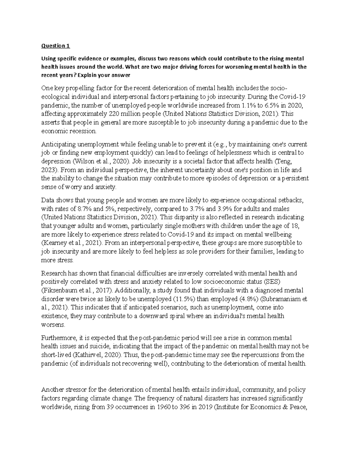GEC1015 GEH1049 Mental Health & Food Insecurity: Essay Insights - Studocu