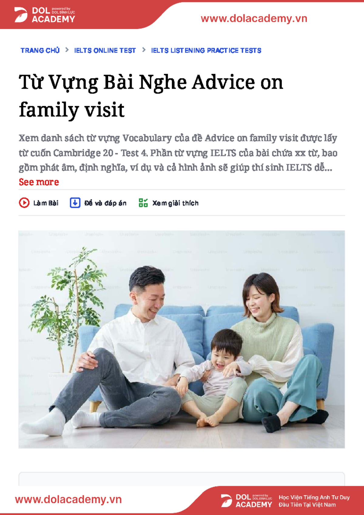 IELTS Listening Practice: Vocabulary for Family Visit Advice - Studocu
