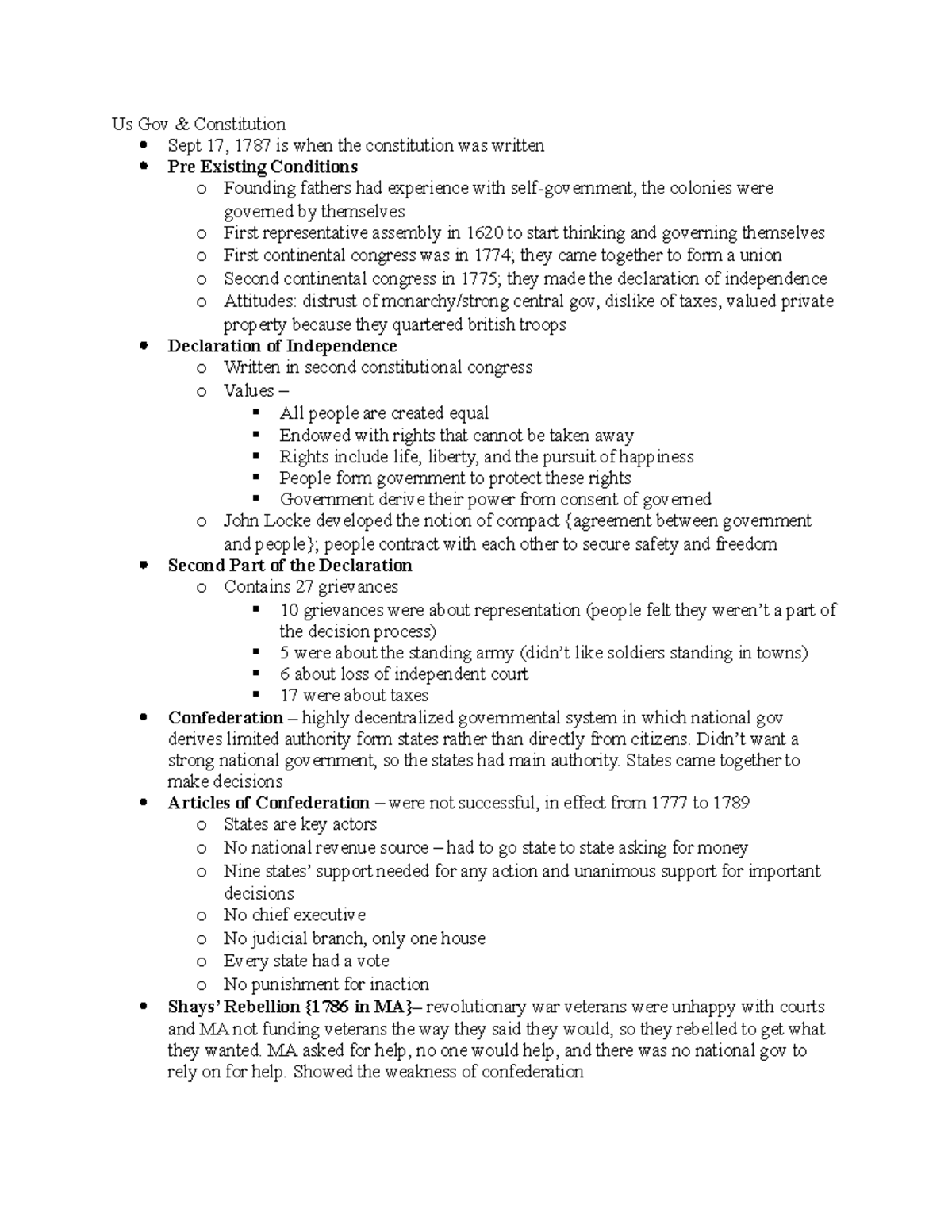 POS1041 American Gov Exam 2 Study Guide - Us Gov Constitution Sept 17 ...