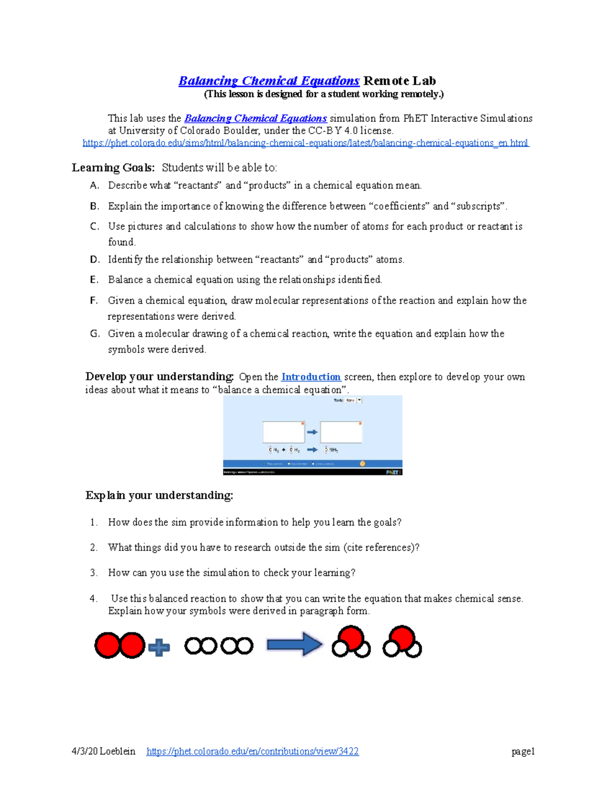 Balancing Chemical Equations Lab Report (CHEM 101) - Studocu